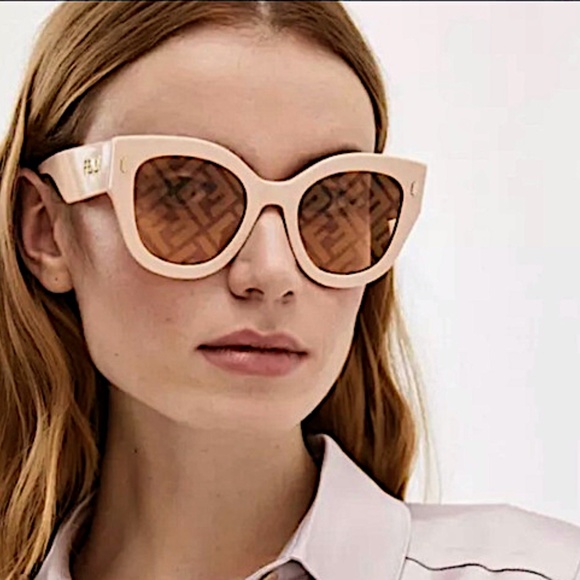 Fendi | Accessories | Fendi Peach Ff435s Cat Eye Mirror Ff Logo ...